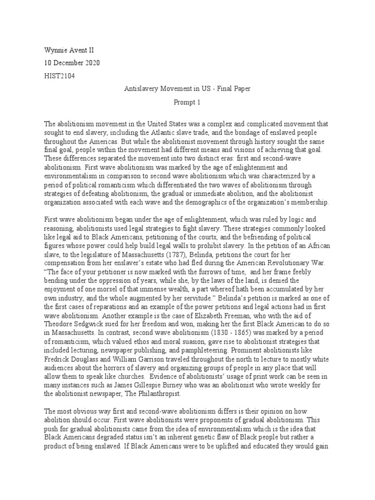 US Abolitionist Movements Compared | PDF | Abolitionism In The United ...