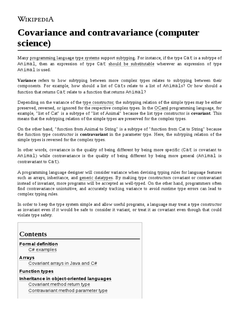 Covariance and Contravariance (Computer Science) | PDF