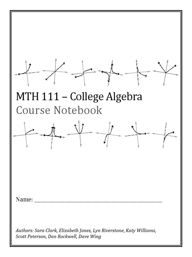 MTH 111 Course Notebook | PDF | Function (Mathematics) | Logarithm