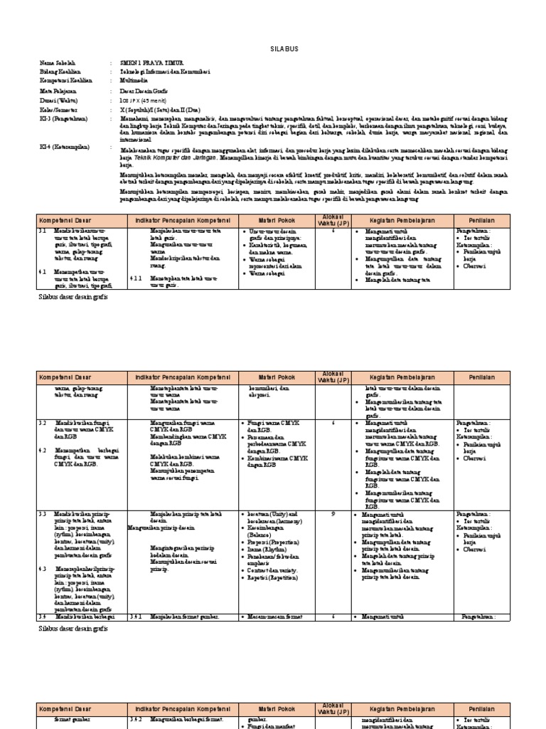 SILABUS Dasar Desain Grafis | PDF