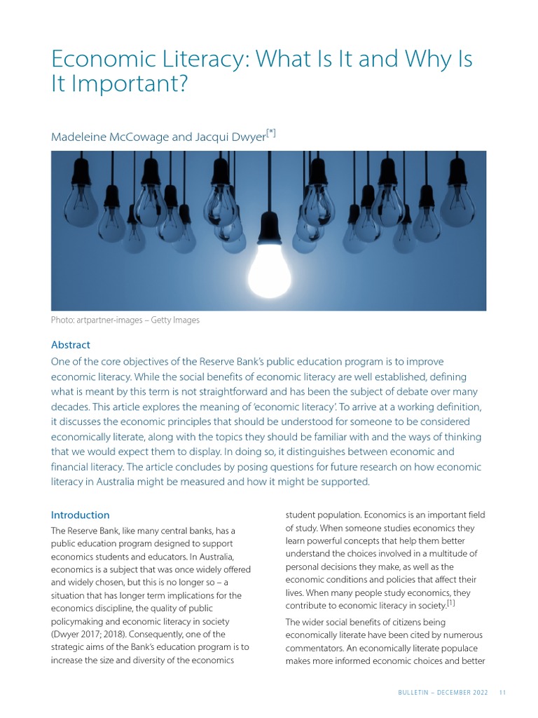 Economic Literacy What Is It and Why Is It Important | PDF | Inflation ...