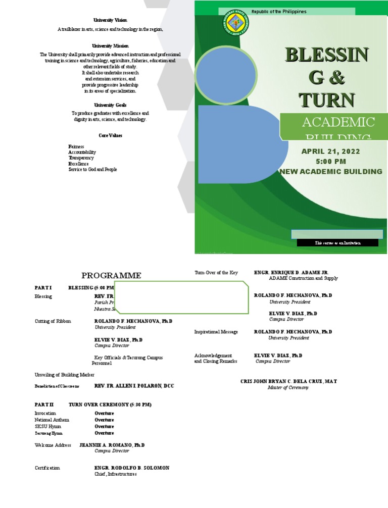 SKSU Tacurong Campus New Academic Building Turn-Over | PDF