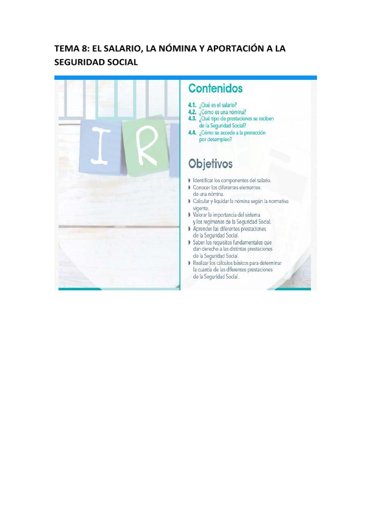 TEMA 8 FOL SALARIO Y NÓMINA .PARANINFOdocx | PDF