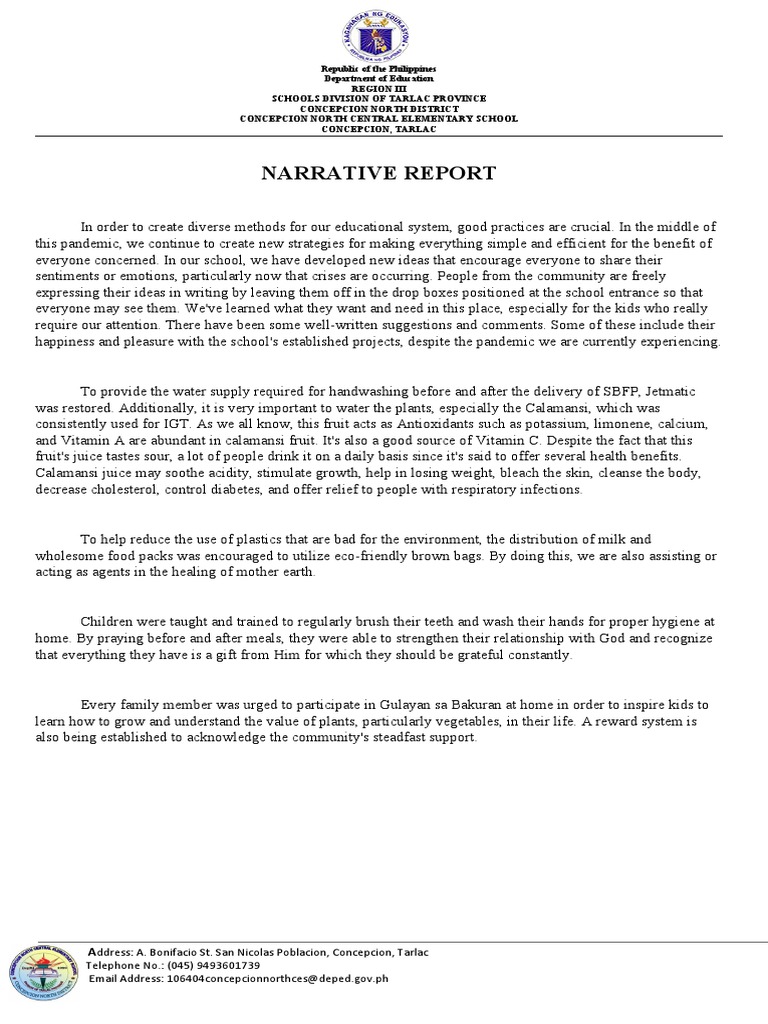 Best Practices of SBFP Narrative Report | PDF