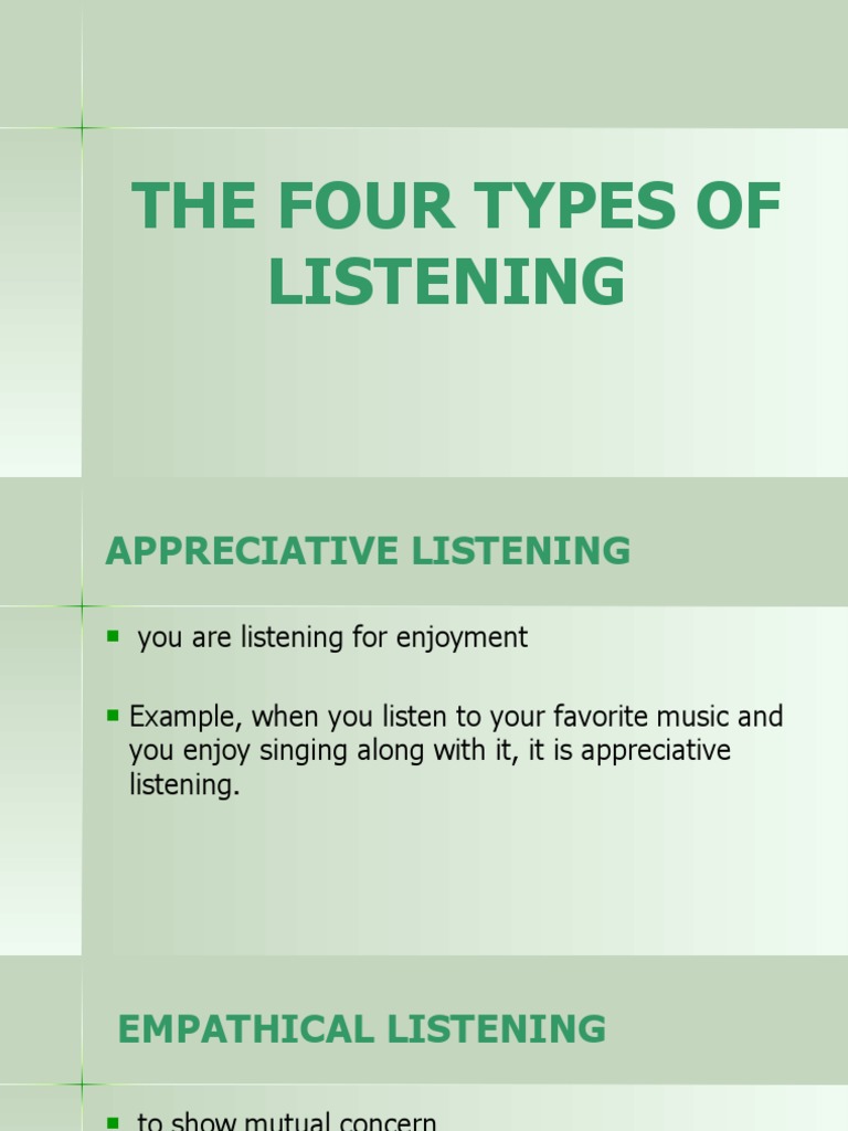 Understanding the Four Listening Types | PDF | Nonverbal Communication ...