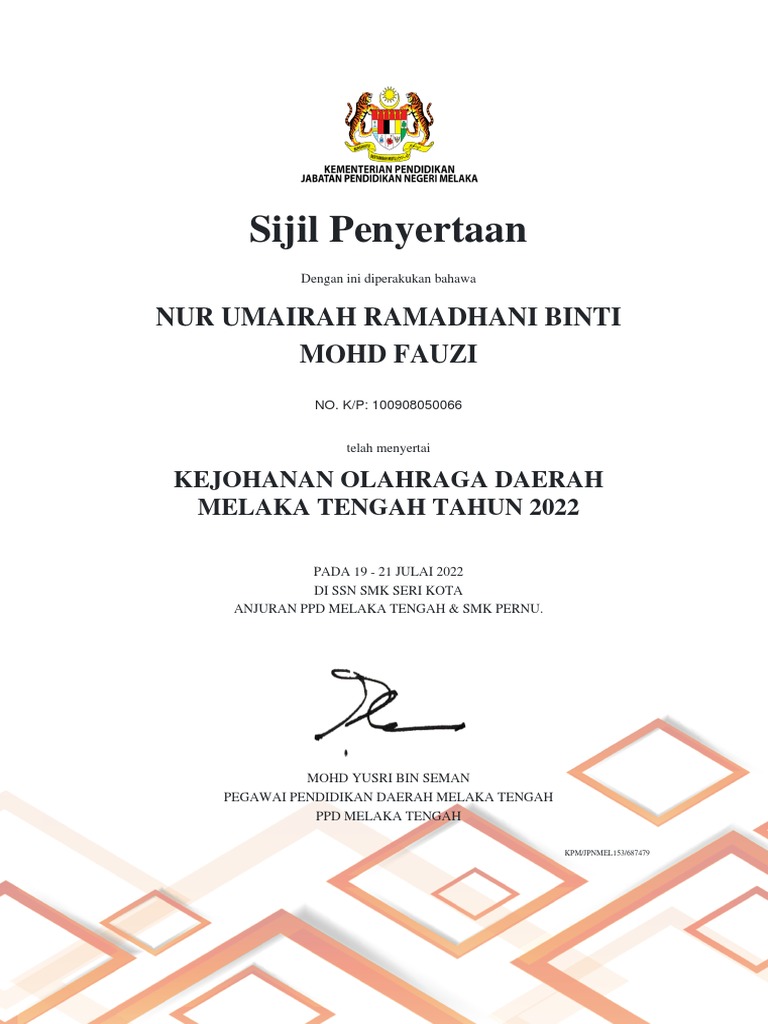 Sijil Olahraga Umai | PDF