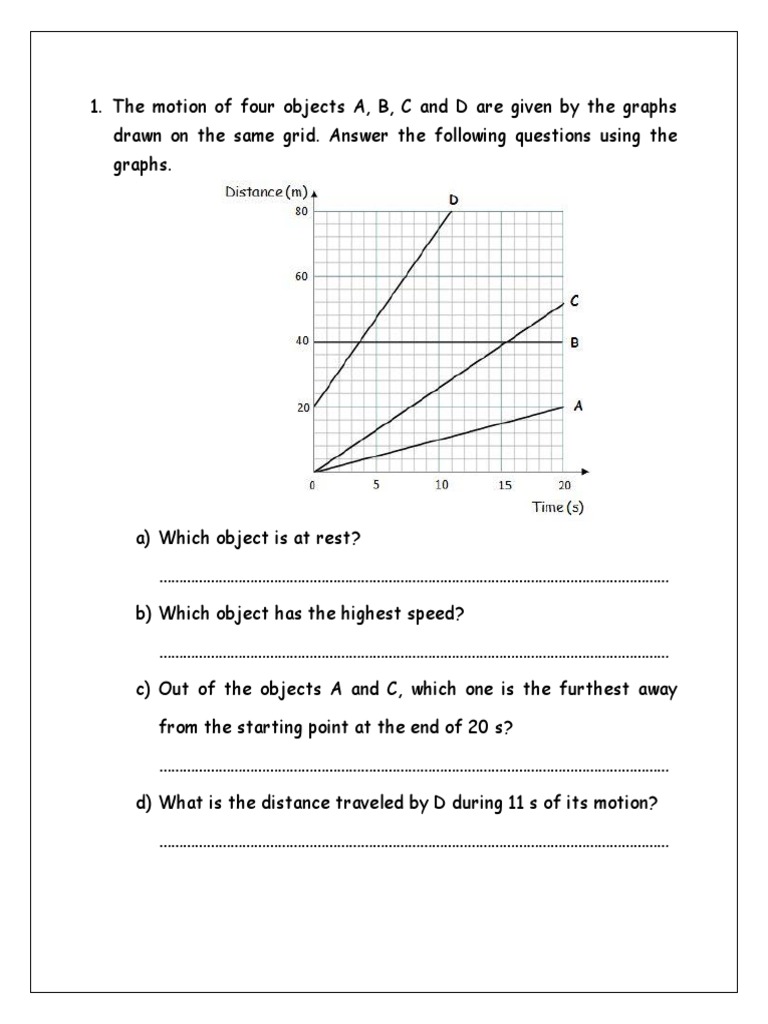 Lesson 4 - Worksheet 1 - Gradient of Distance-Time Graph | PDF ...