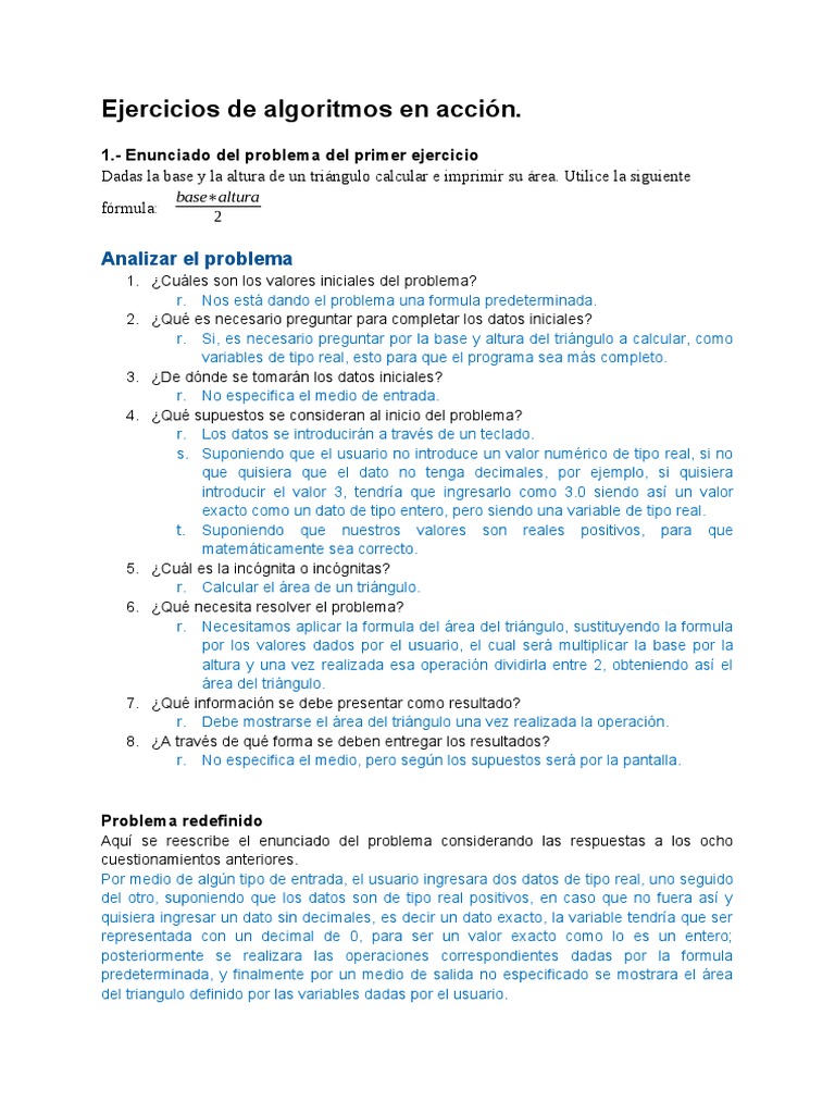 Ejercicios de Cálculo de Áreas y Volúmenes | PDF | Triángulo | Algoritmos
