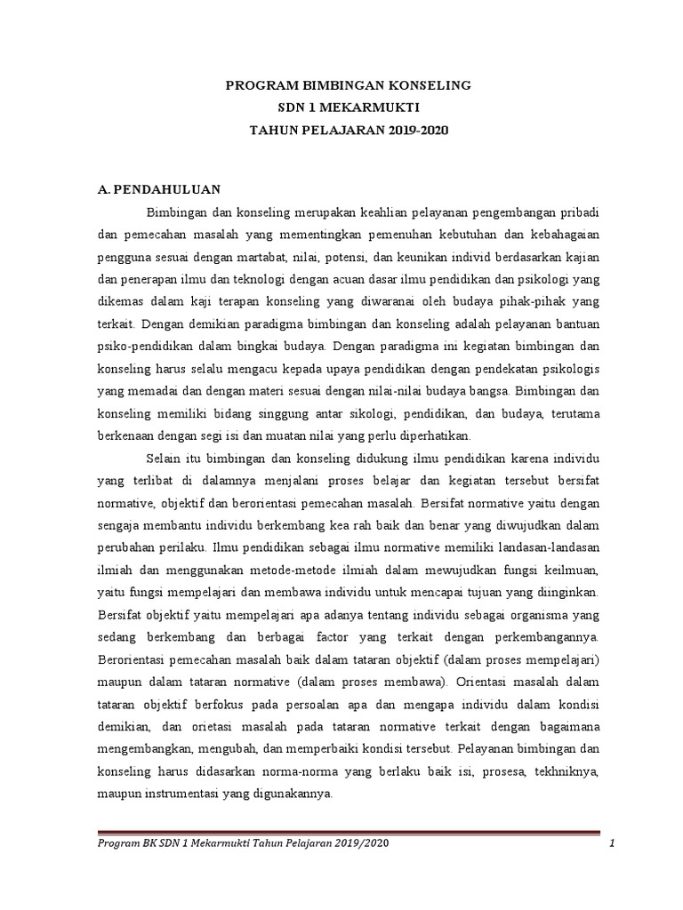 BK Program Bimbingan Konseling Kelas 5 | PDF