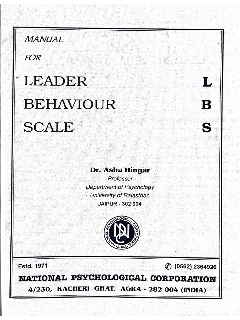 Leader Behaviour Scale | PDF