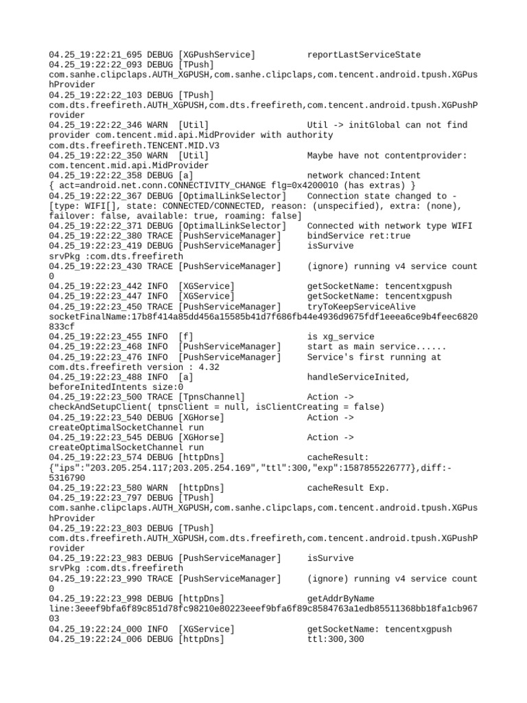 XGService debug log | PDF | Transmission Control Protocol | Port (Computer Networking)