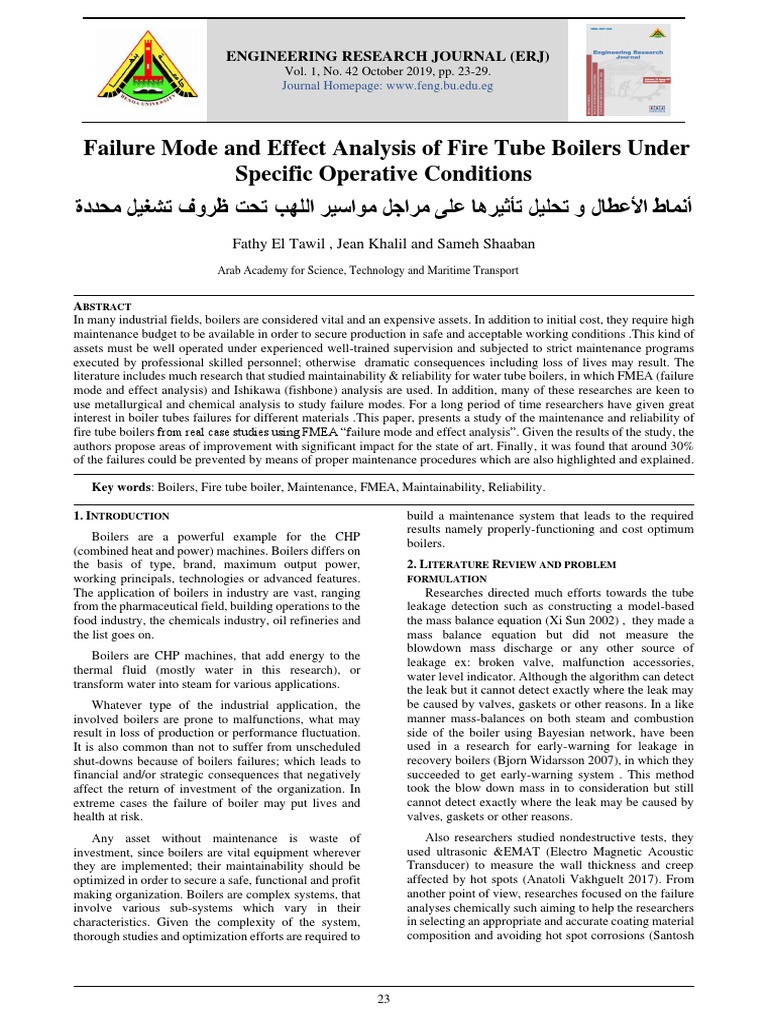 Failure Mode and Effect Analysis of Fire Tube Boilers Under Specific ...