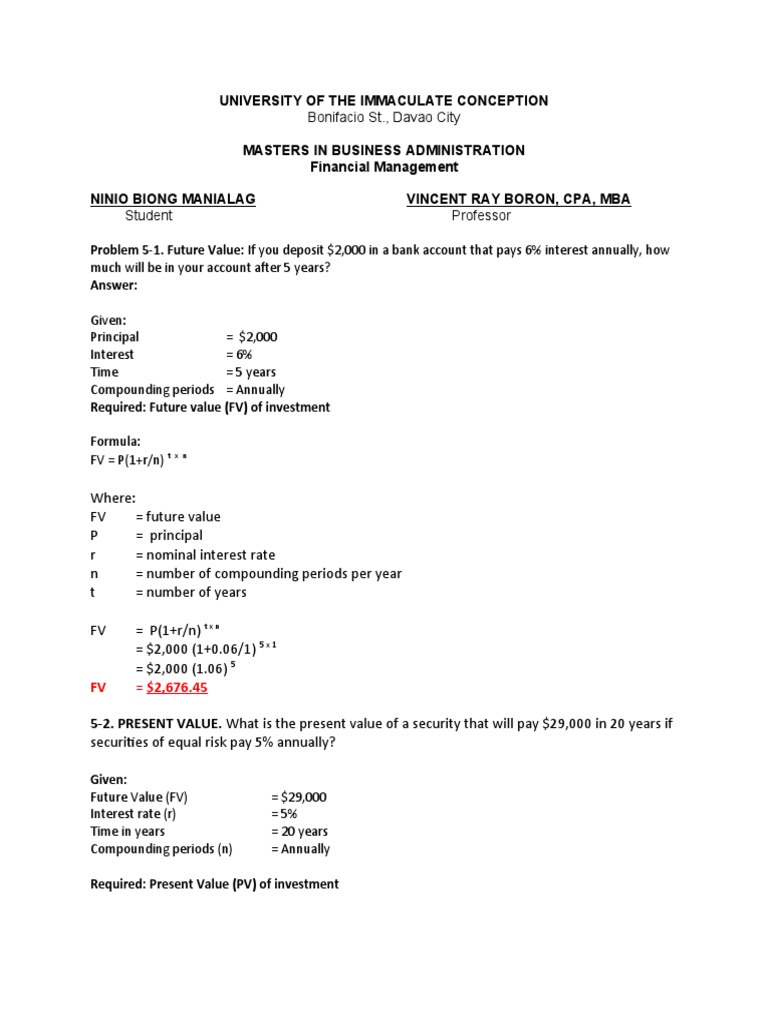 Problem 5 1 5 2 5 6 5 7 Answer Pdf Present Value Financial Services