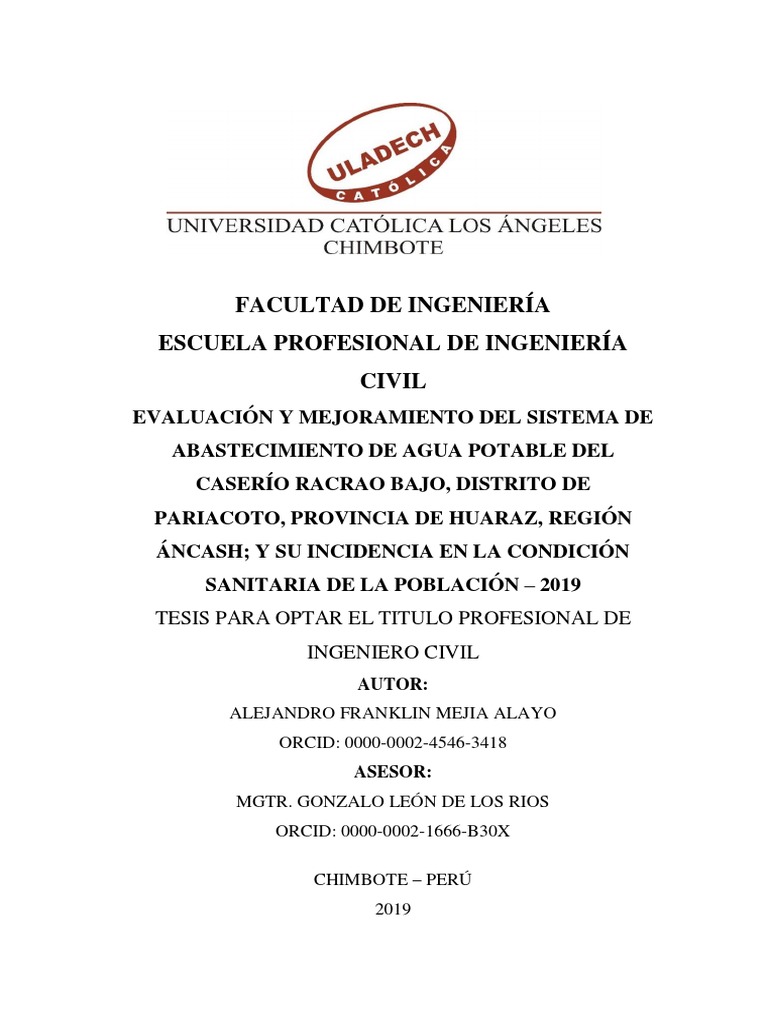 Evaluacion Mejoramiento Mejia Alayo Alejandro Franklin | PDF | Agua ...