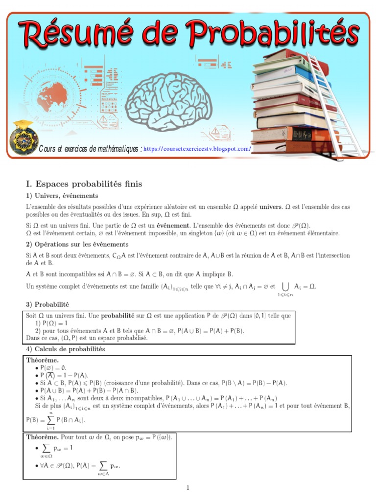 Résumé de Probabilités | PDF | Théorie des probabilités | Loi de ...