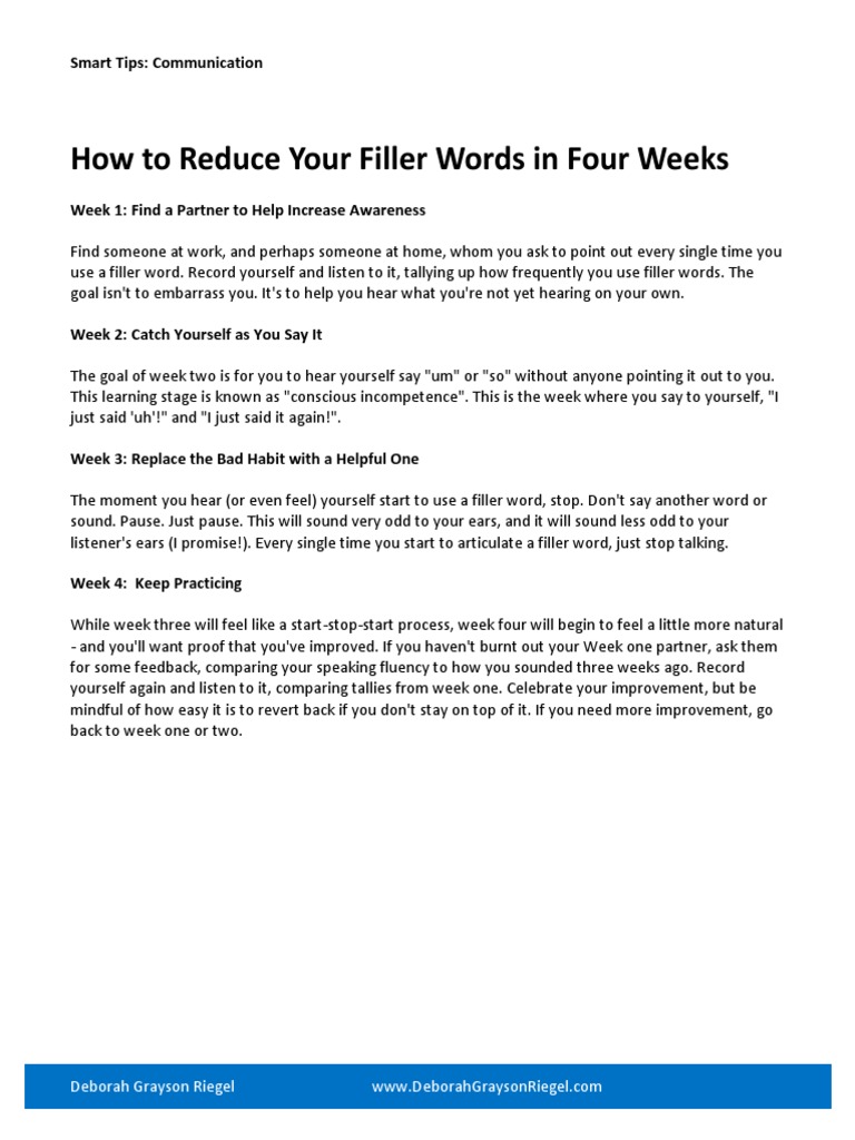 Smart Tips Handout - Filler Words | PDF