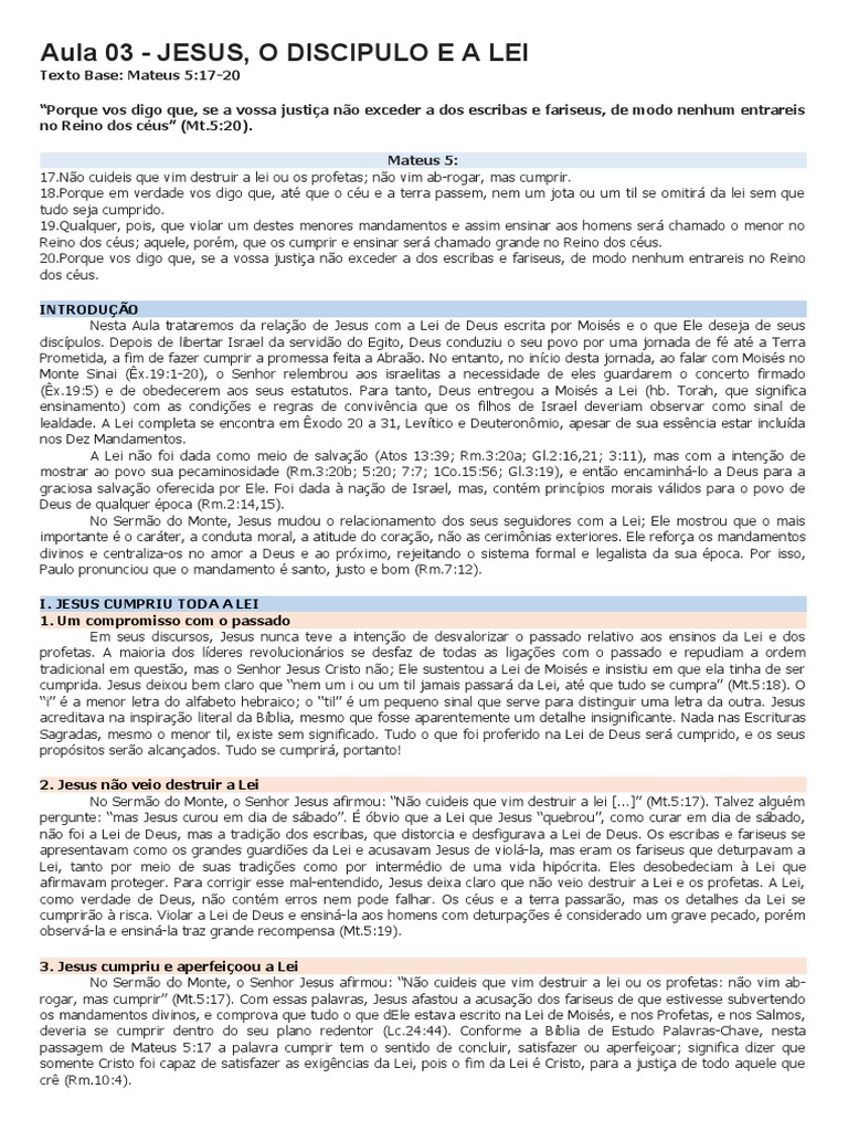 Jesus e o Cumprimento da Lei | PDF | Jesus | Pecado