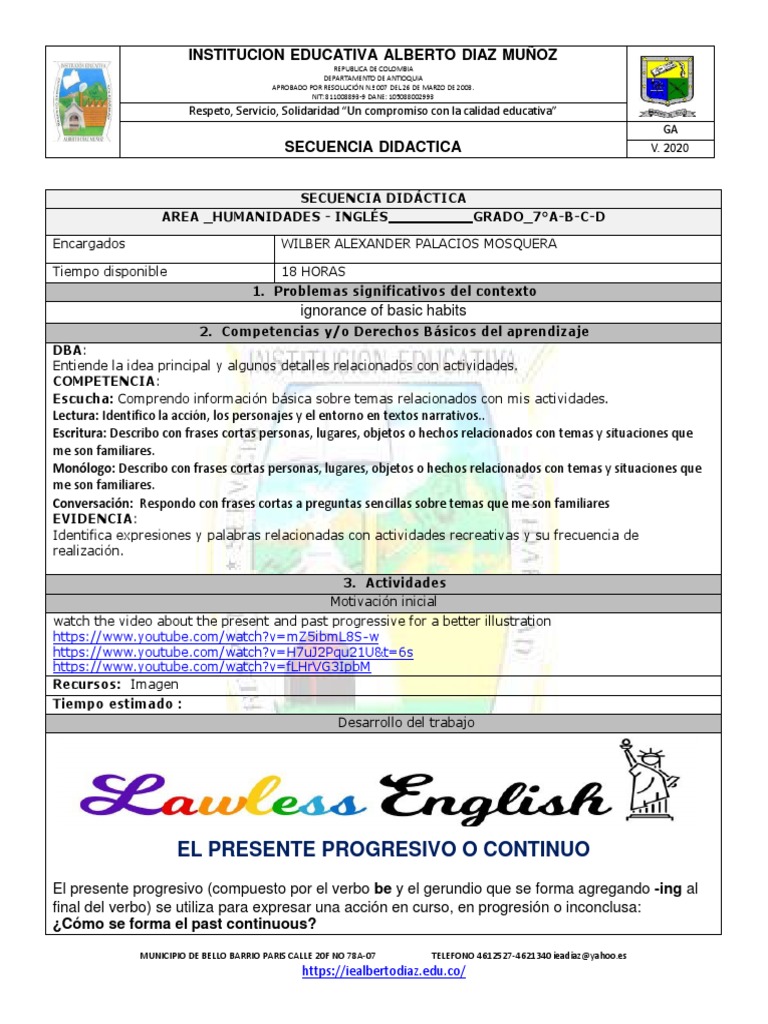 SECUENCIA DIDÁCTICA 2 SLN 2 Imprimir | PDF | Verbo | Gramática