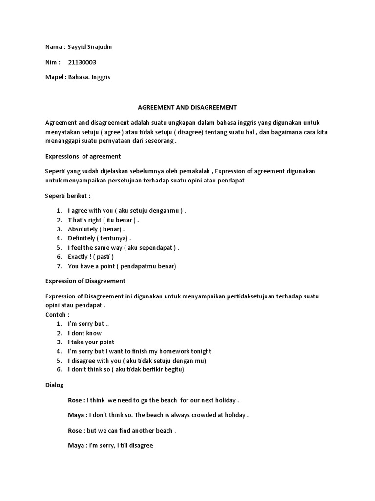 Agreement and Disagreement | PDF