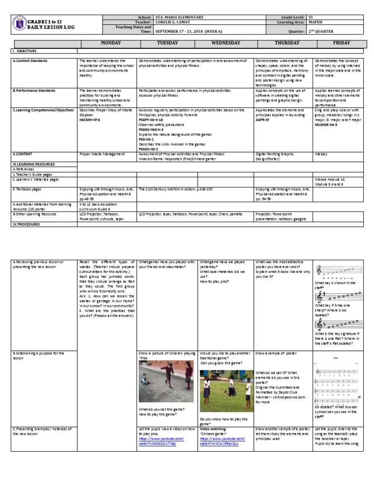 DLL - Mapeh 6 - Q2 - W6 | PDF | Waste Management | Reuse