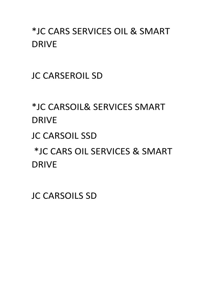 JC Cars Services Oil | PDF