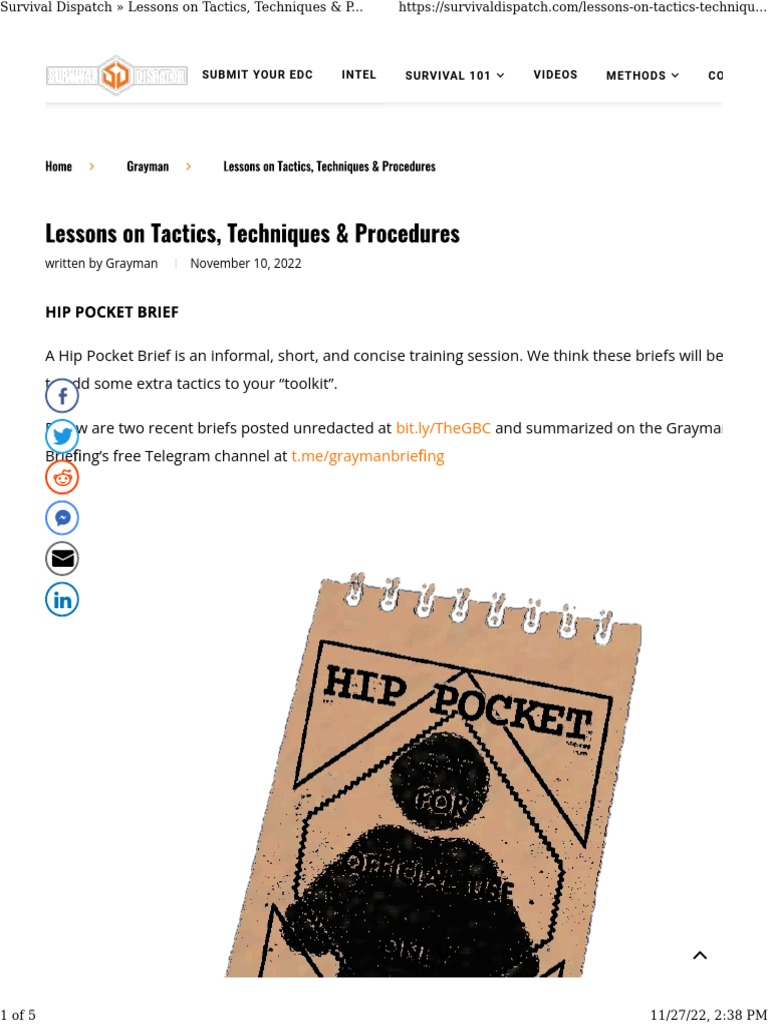 Survival Dispatch Lessons On Tactics, Techniques & Procedures | PDF