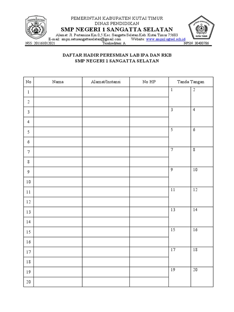 Daftar Hadir Kegiatan | PDF