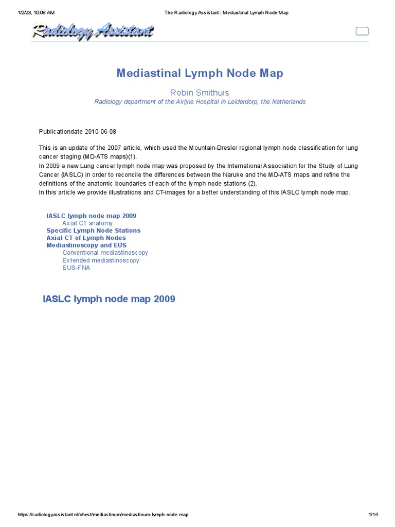 The Radiology Assistant - Mediastinal Lymph Node Map | PDF | Aorta | Lung