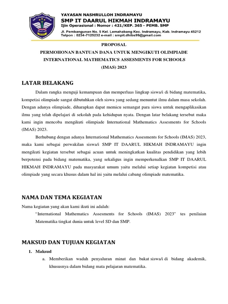 Proposal Olimpiade Imas (2023) | PDF | Bisnis