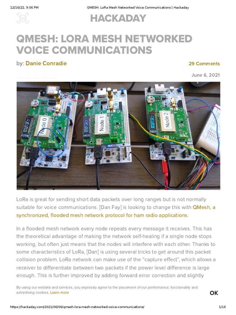 QMESH - LoRa Mesh Networked Voice Communications - Hackaday | PDF ...