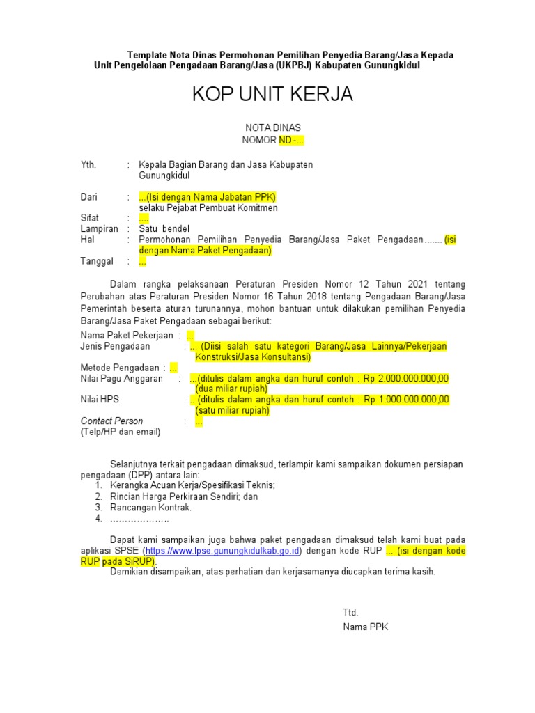 Template ND OPD - UKPBJ | PDF