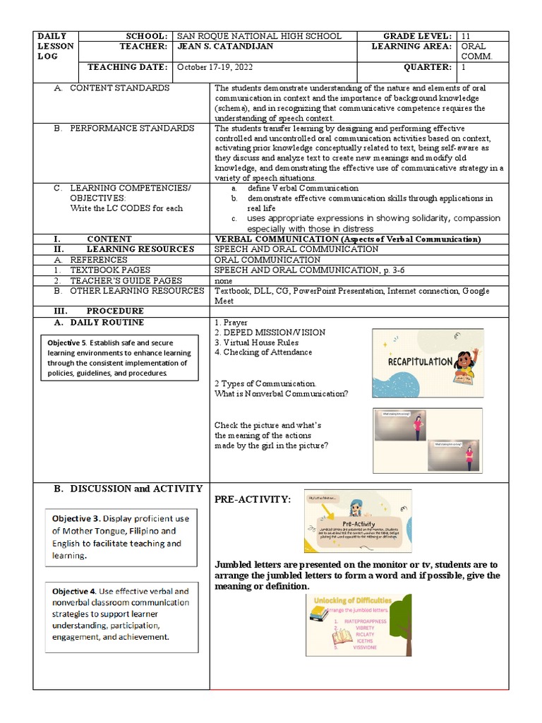 VERBAL COMMUNICATION (Aspects of Communication) | PDF | Communication | Learning