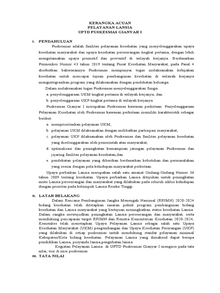 Kak Pelayanan Lansia | PDF