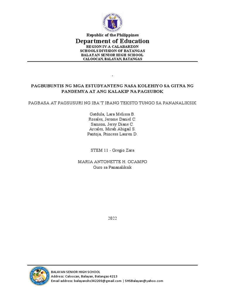 Pangkat 4 - Maikling Pananaliksik | PDF