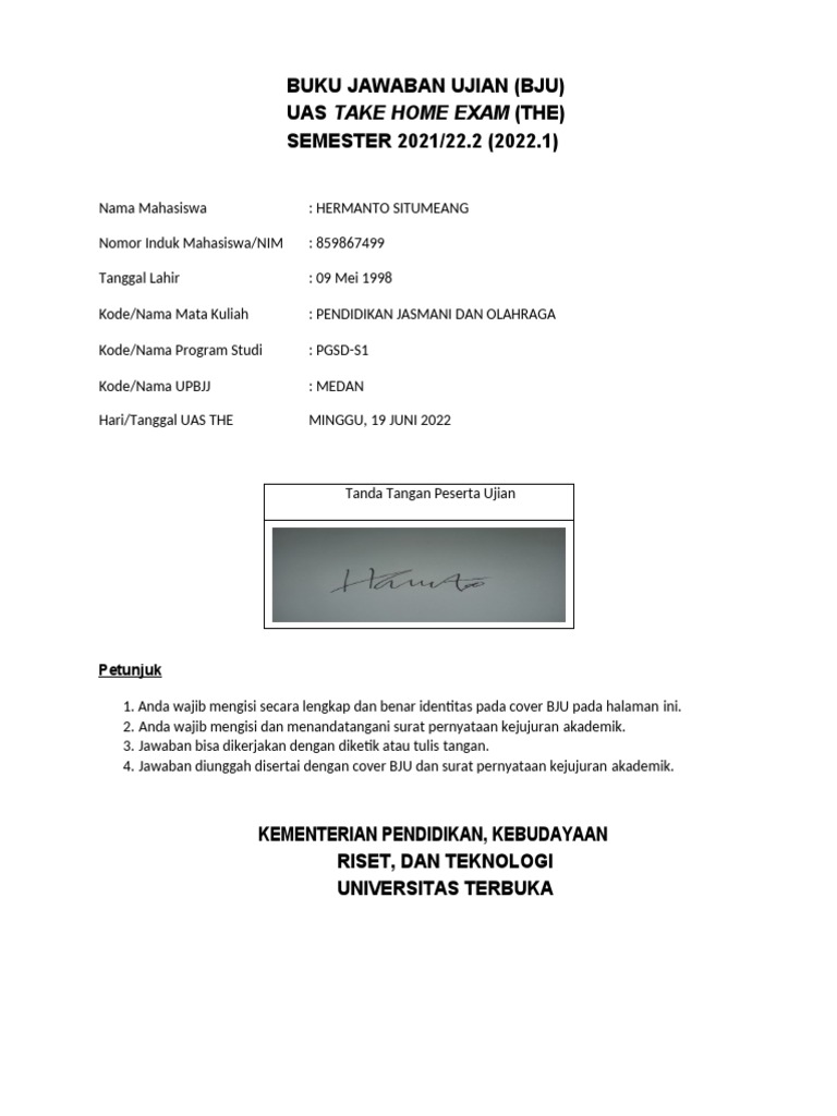 Panduan Cover BJU Ujian UT 2022 | PDF | Karier & Perkembangan