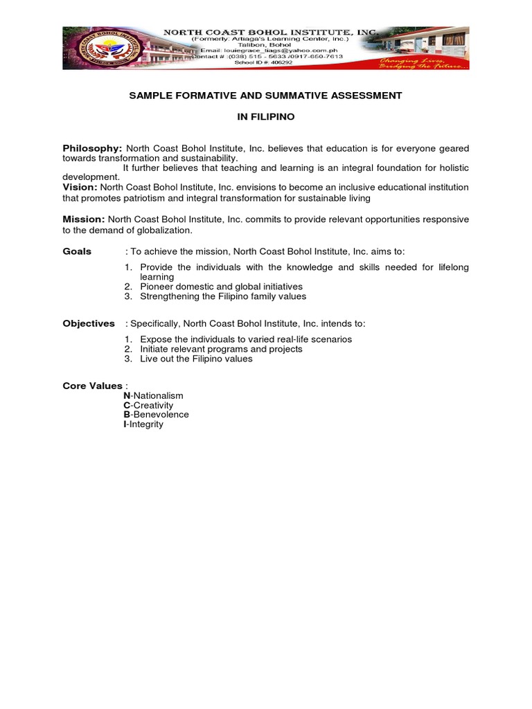 Tagalog Assessment Samples for Education | PDF
