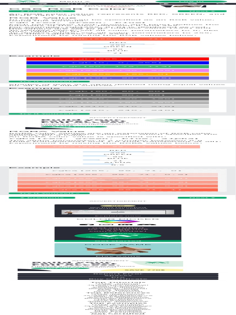 Css Rgb and Rgba Colors | PDF | Rgb Color Model | Image Processing