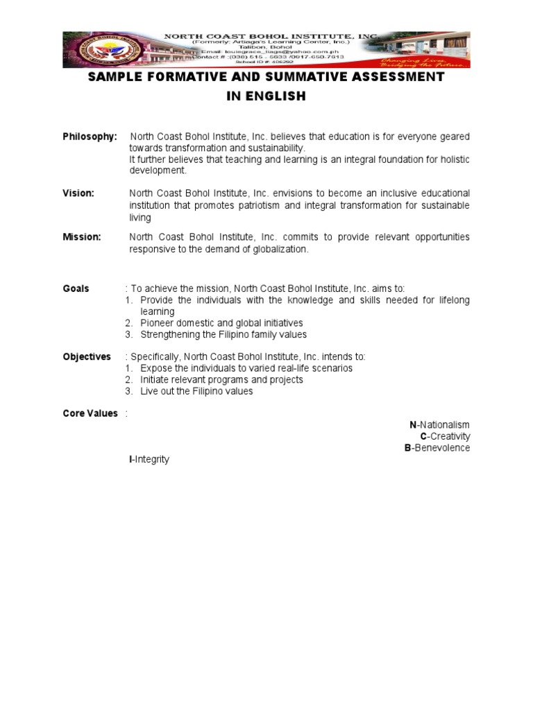 English Assessment Samples for Grades 7-10 | PDF | Career & Growth ...