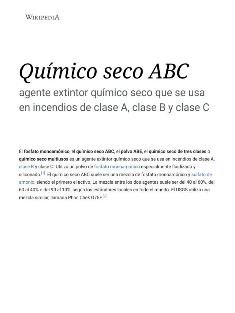 Extintor Químico Seco ABC: Usos y Tipos | PDF | Materiales | Sustancias ...