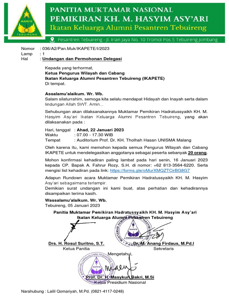 Surat Undangan PW & PC | PDF