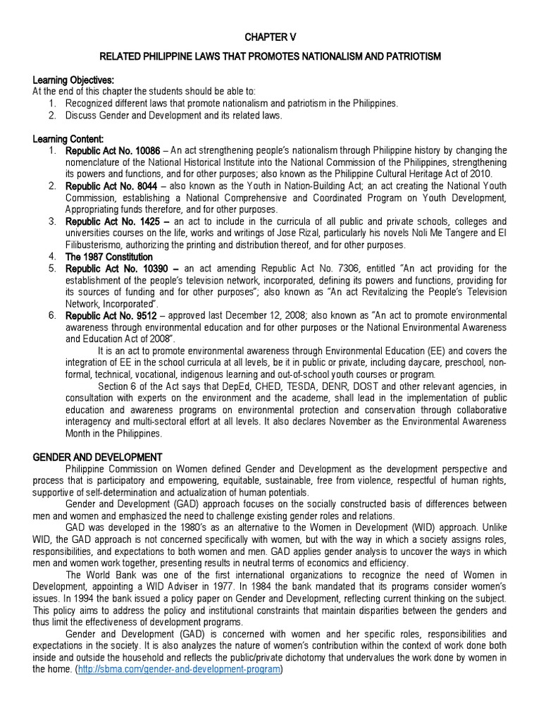 Philippine Laws on Nationalism & Patriotism | PDF | Family | Mass Media