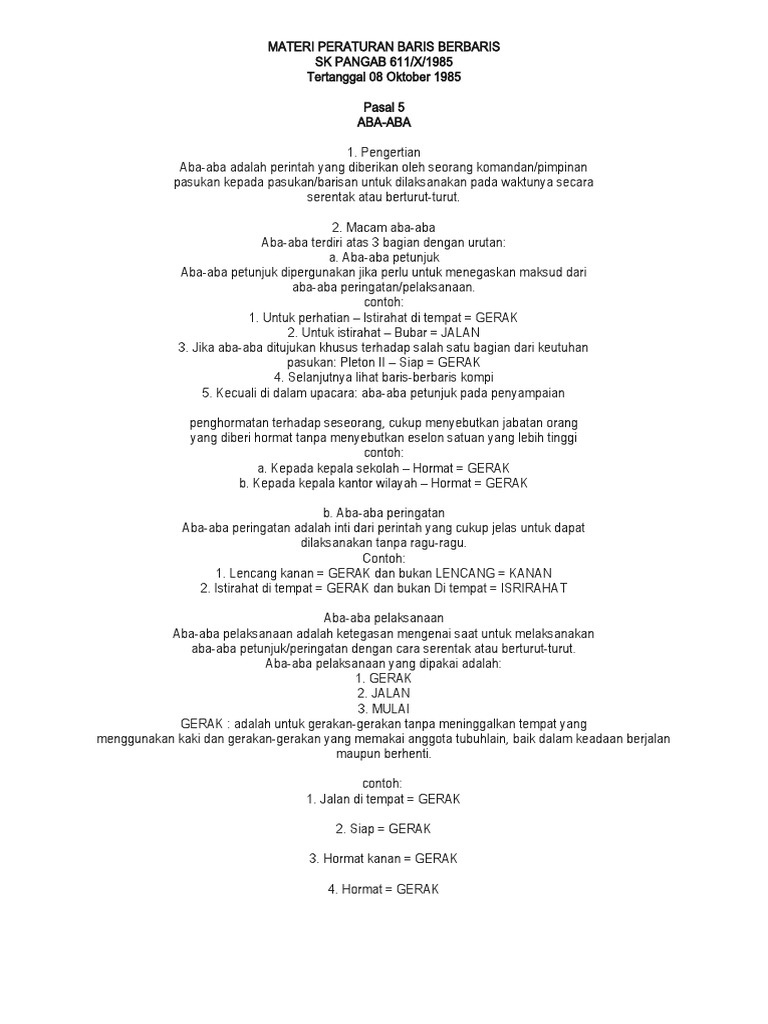 Aba-Aba Dalam Berbaris | PDF