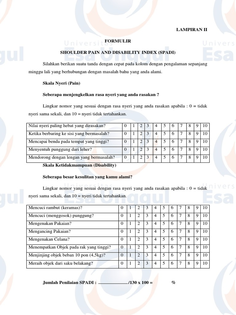 Shoulder Pain SPADI | PDF