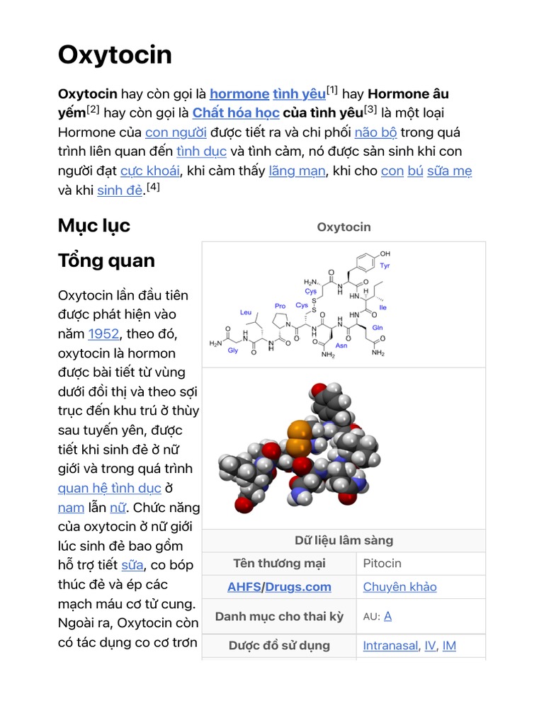 Oxytocin - Wikipedia tiếng Việt | PDF