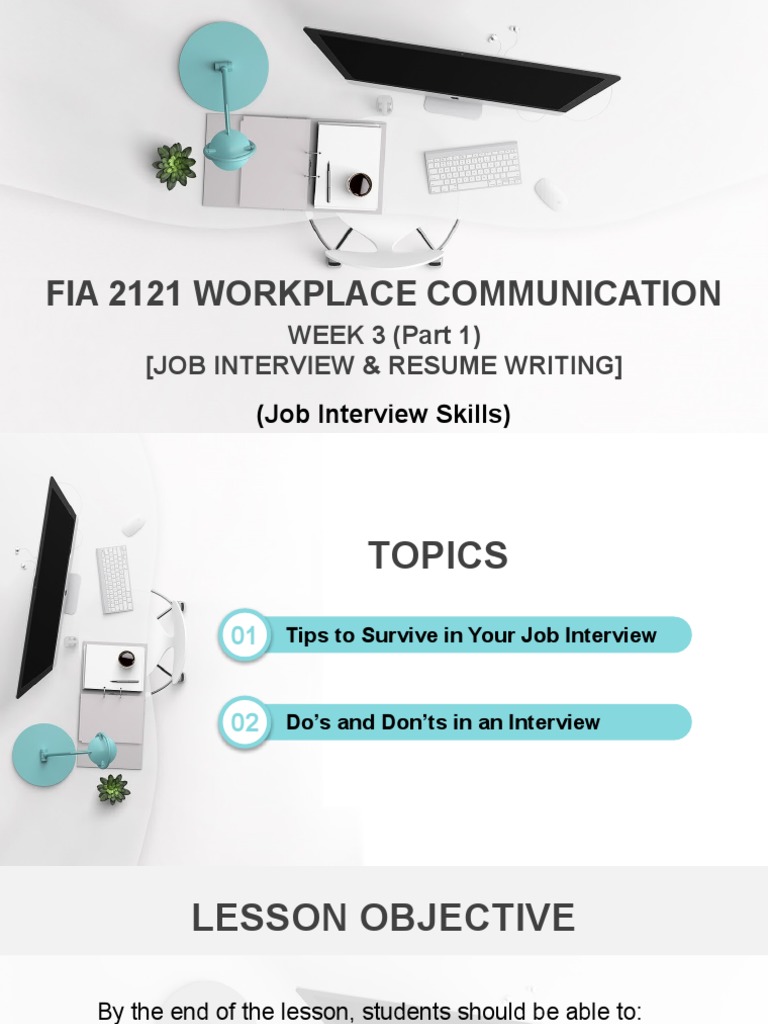1) Week 3 - Job Interview Skills (S) | PDF | Job Interview | Body Language