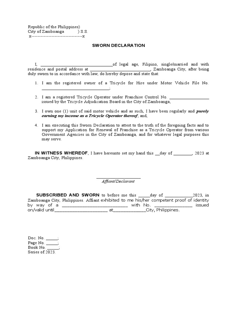 Affidavit of Undertaking | PDF