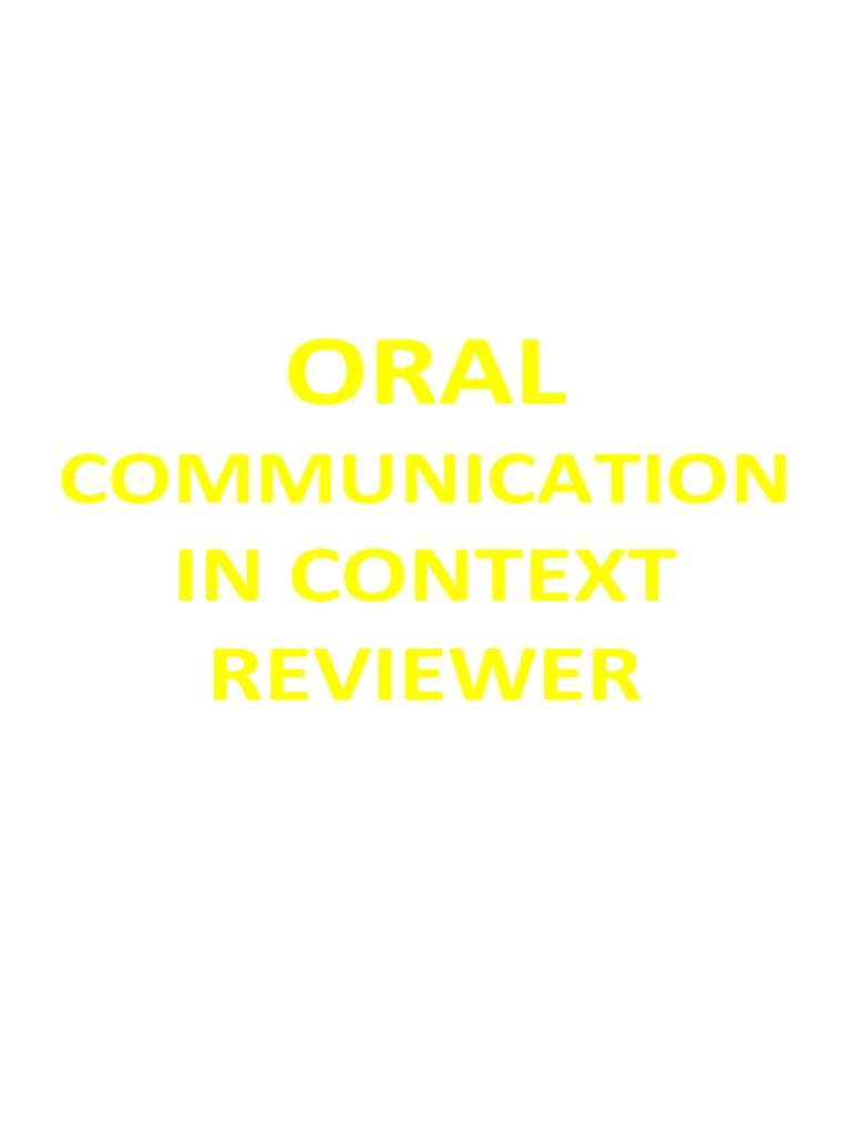 Oral Communication Reviewer 1 PDF Free | PDF
