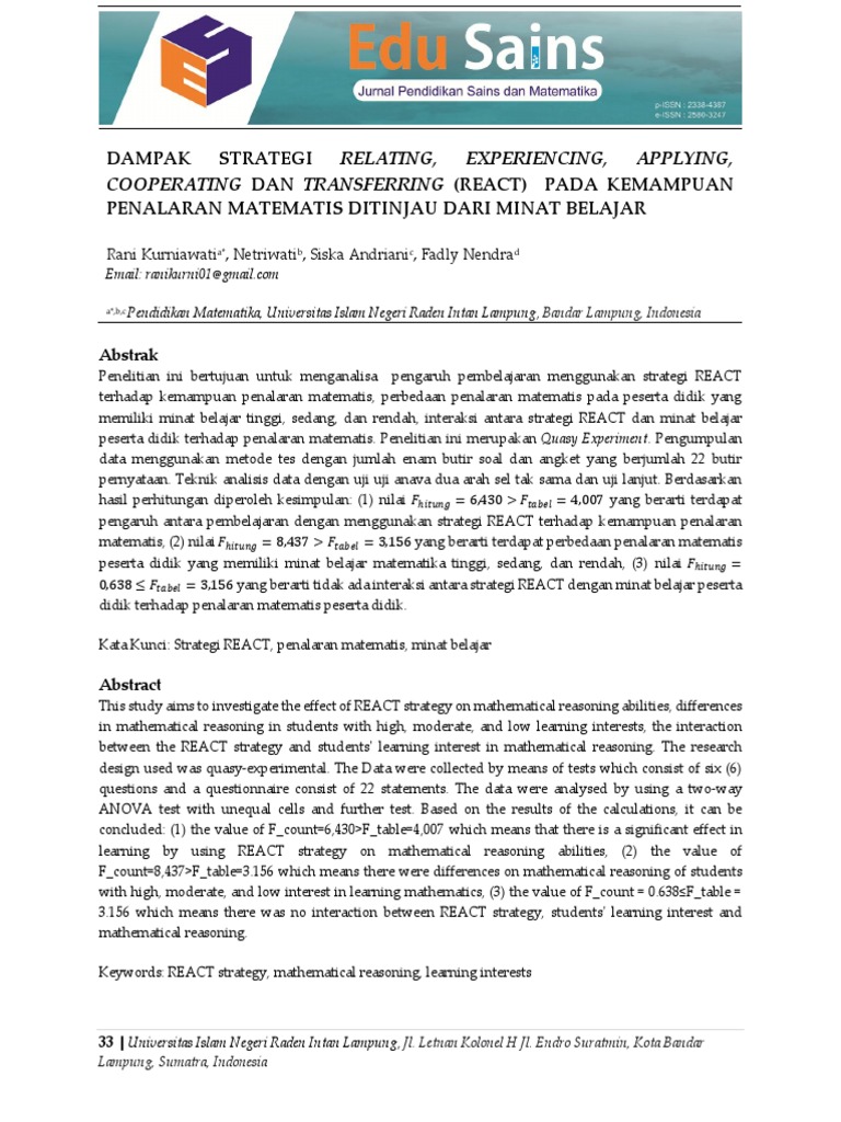 Dampak Strategi Relating Experiencing Applying Coo | PDF