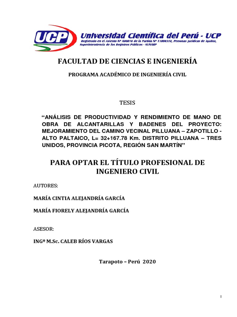 Tesis Final - Maria Alejandria Garcia - Tarapoto | PDF | Hormigón ...