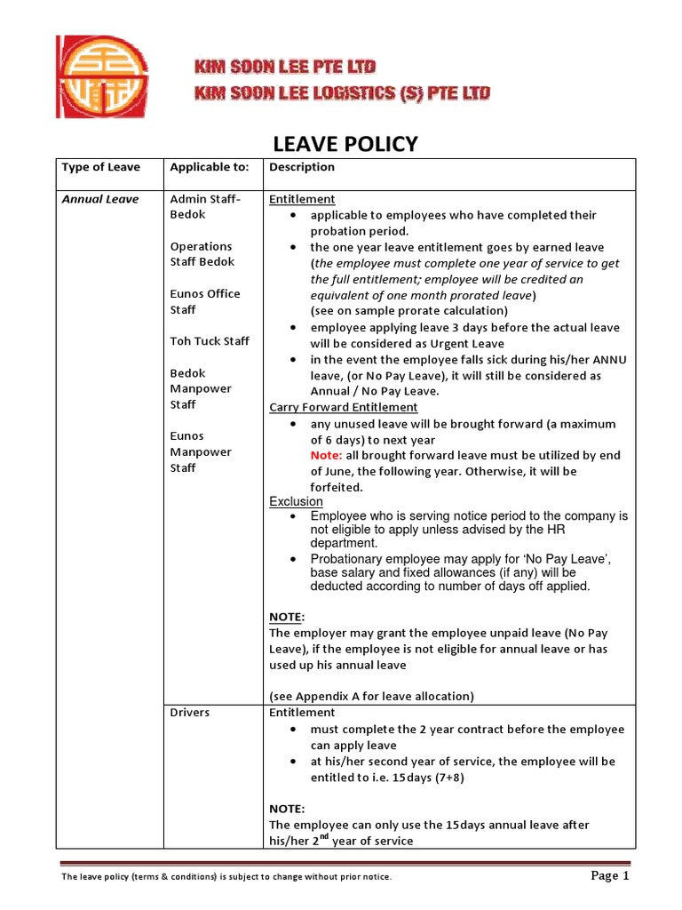 Leave Policy | PDF | Sick Leave | Employment